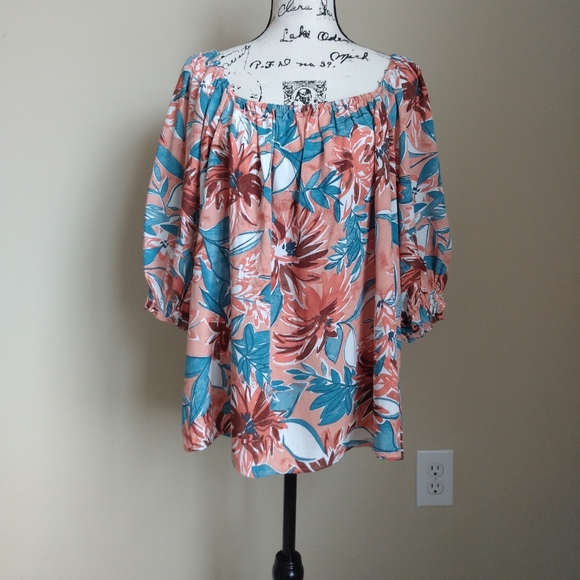 Staccato | Tops | Staccato Open Neck Floral Blouse Womens M | Poshmark
